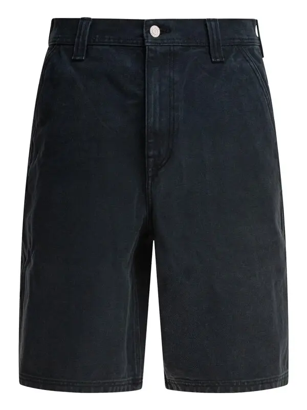 StÜssy Knee-length Work Shorts With Multiple Pockets - Black