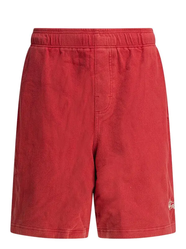 StÜssy Wide Leg Elastic Waist Shorts - Red