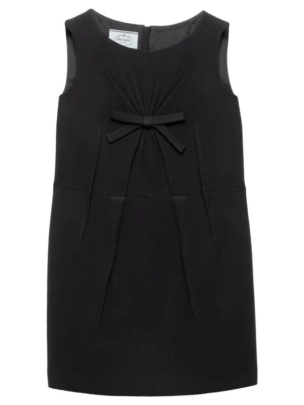 Prada Natté Fabric Mini Dress With Bow Detail - Black