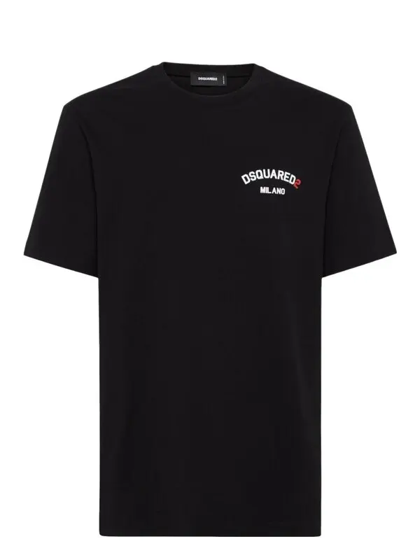 Dsquared2 Logo Embroidered Crewneck T-shirt - Black