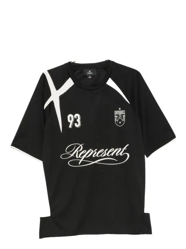 REPRESENT Short-sleeved Crewneck T-shirt With Logo Print - Black
