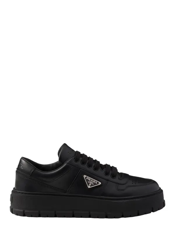 Prada Leather Lace-up Sneakers - Black