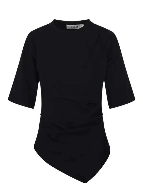 RÓHE Asymmetrical Hem T-shirt - Black