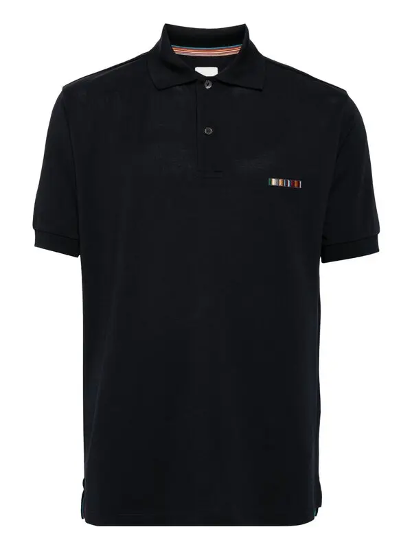 Paul Smith Stripe-detailing Cotton Polo Shirt - Black