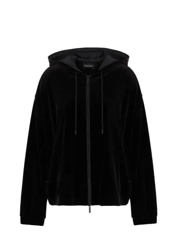 Emporio Armani Zip-up Chenille Hoodie - Black