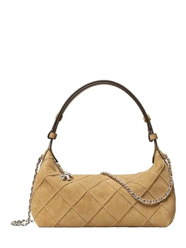Tory Burch Mini Fleming Quilted Crossbody Bag - Limestone