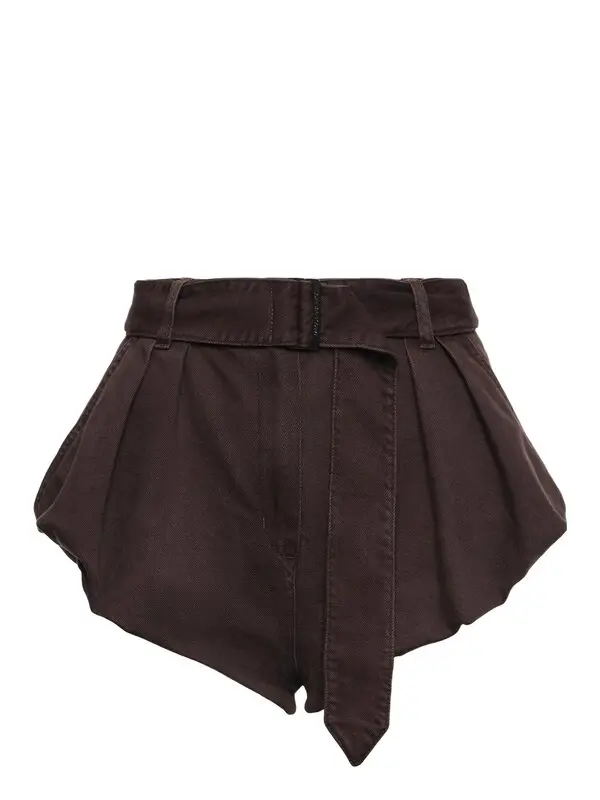 Magda Butrym High-waisted Flared Denim Shorts With Belt - Brown