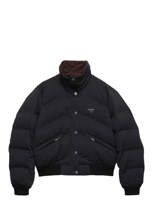 Prada Cropped Compact Poplin Down Jacket - Black