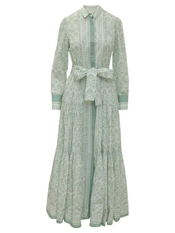 MC2 SAINT BARTH Jensen Long Sleeve Printed Shirt Dress - Gray