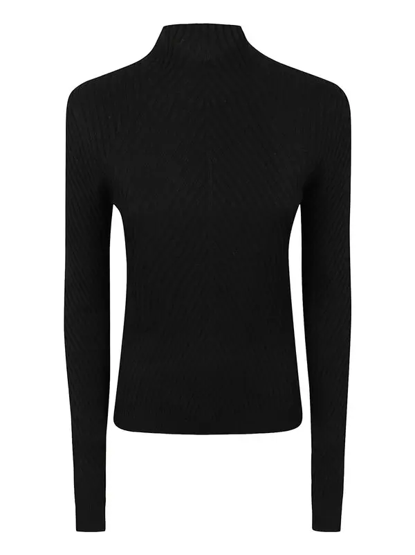 Victoria Beckham Georgia Ribbed-knit High-neck Jumper - Black