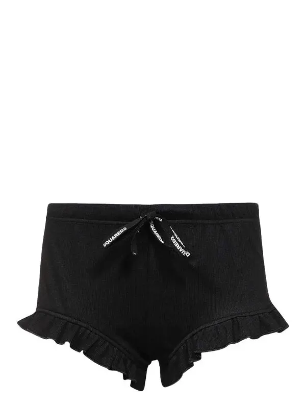Dsquared2 Ribbed Knit Shorts With Bow Detail - Black