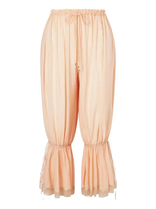 Chloé Lace-trimmed Drawstring Cropped Trousers - Nude