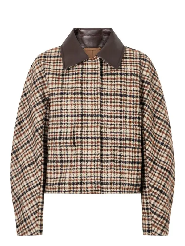 Brunello Cucinelli Plaid Checked Long Sleeve Coat - Brown
