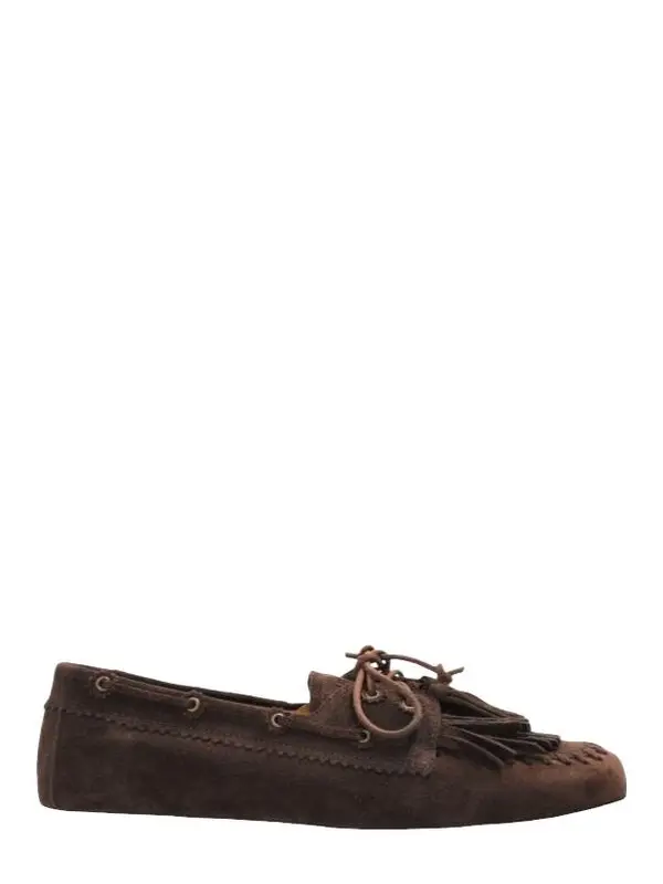 Isabel Marant Étoile Suede Lace-up Loafers With Fringe - Chocolate