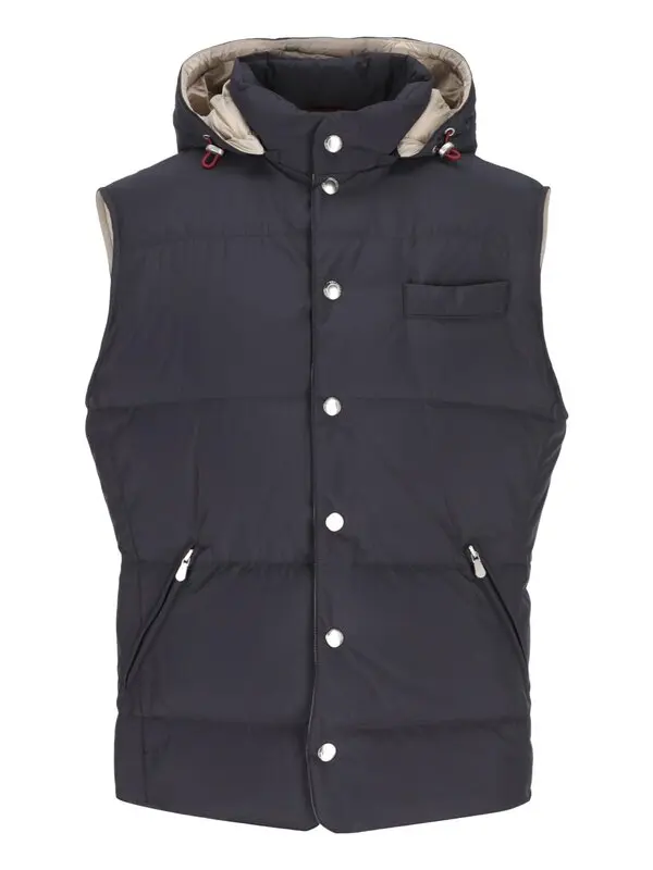 Brunello Cucinelli Hooded Down Gilet - Black