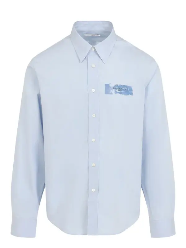 Givenchy Logo Detailed Long-sleeved Shirt - Light Blue