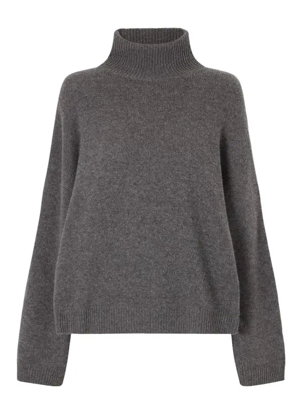 Brunello Cucinelli High Neck Ribbed Trim Sweater - Grey