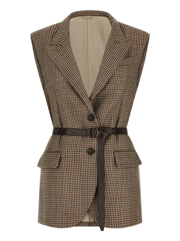 Brunello Cucinelli Sleeveless Belted Waistcoat - Brown