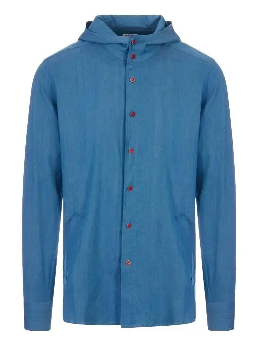 Kiton Mariano Hooded Shirt - Blue