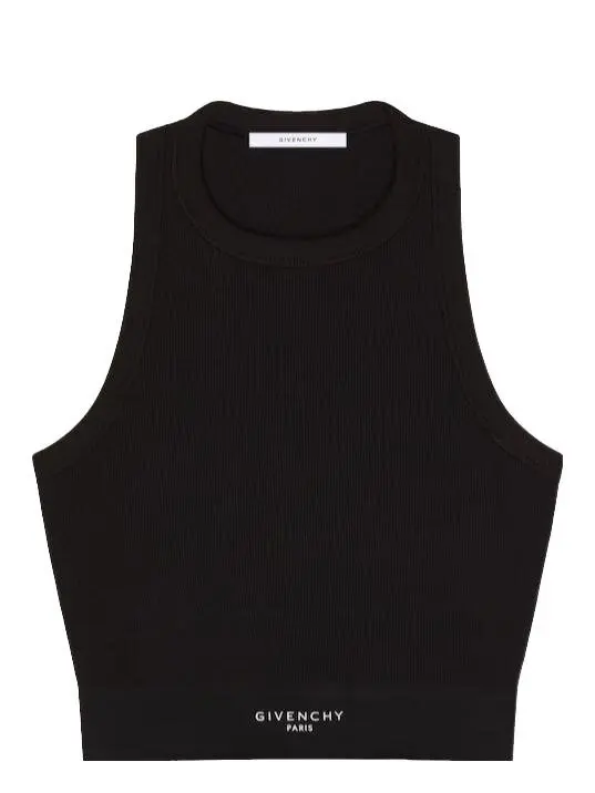 Givenchy Cropped Ribbed Tank Top - Black