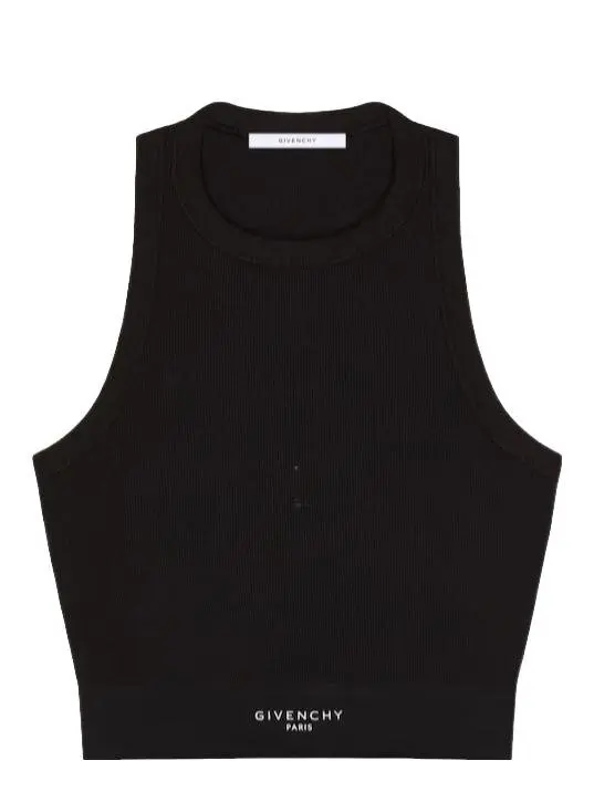 Givenchy Cropped Ribbed Tank Top - Black