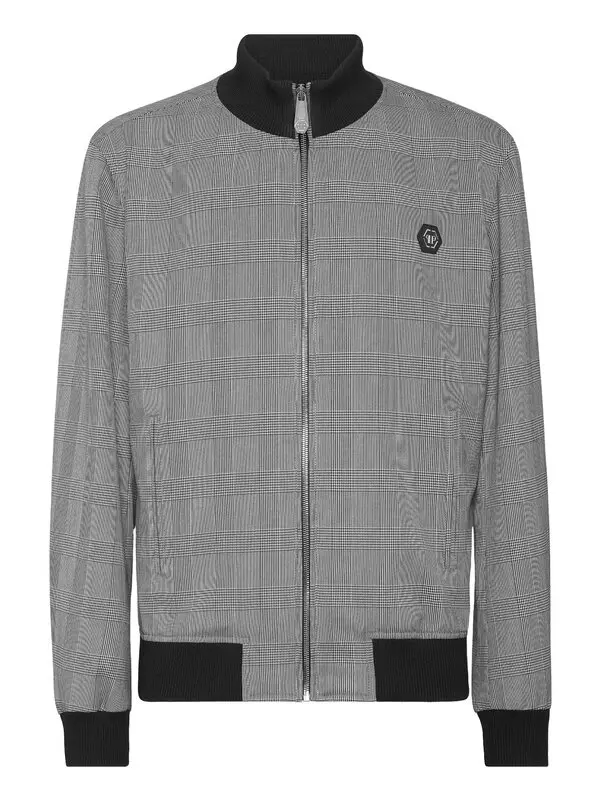 Philipp Plein Checkered Bomber Jacket - Black