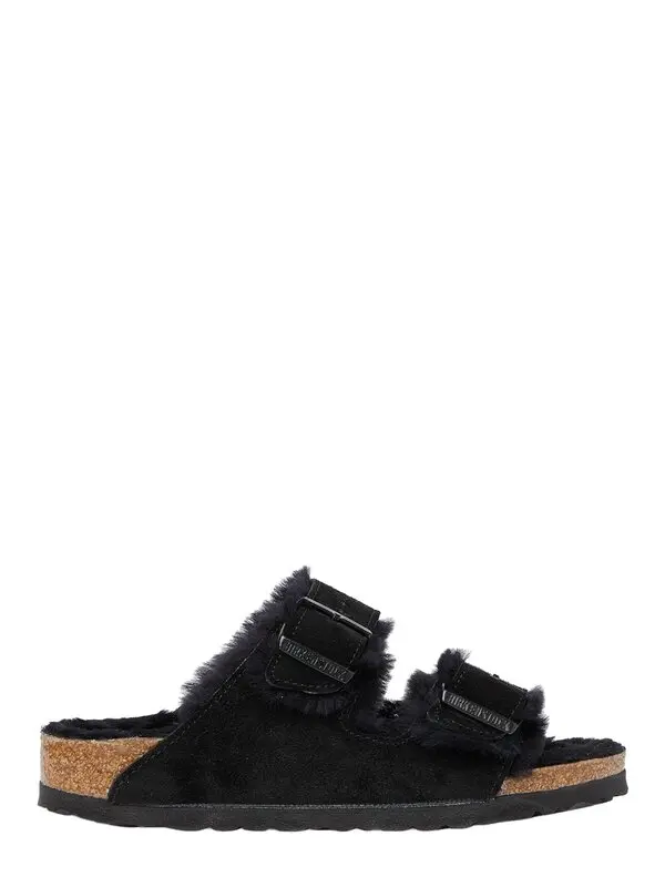BIRKENSTOCK Suede Flat Sandals With Buckle Detail - Black