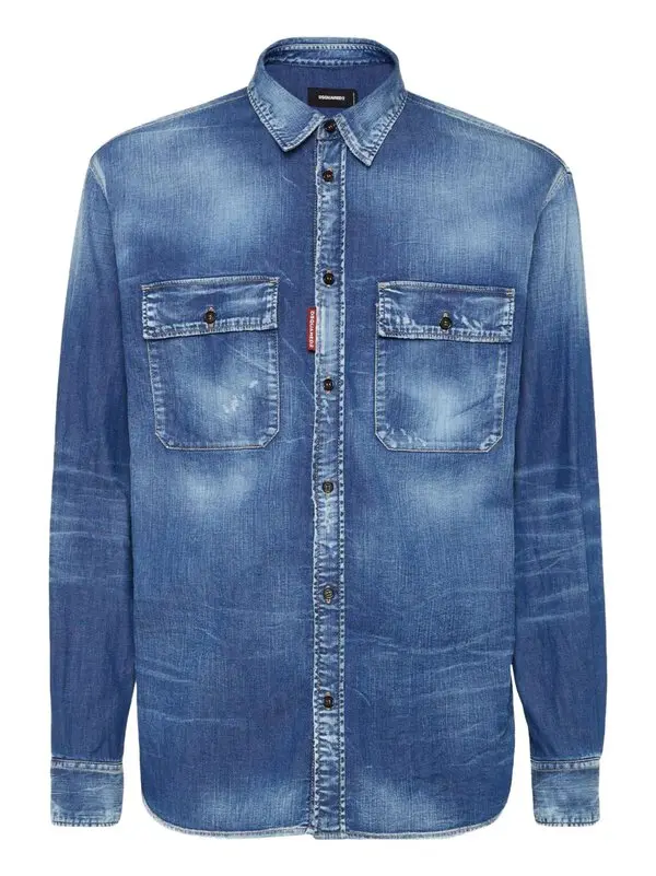 Dsquared2 Light Wash Relax Dan Worker Pocket Shirt - Navy