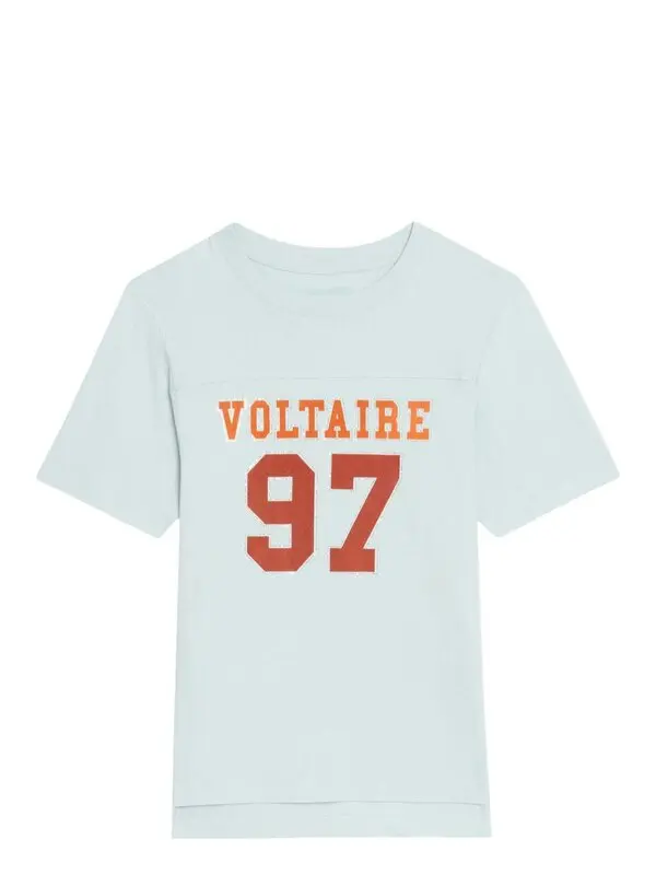 Zadig&Voltaire Boo" T-shirt With Voltaire 97 Artwork And Rhinestones - Blue