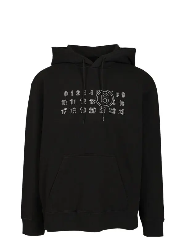 MAISON MARGIELA Numeric Printed Drawstring Hoodie - Black
