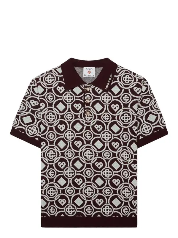 Casablanca Monogram Knit Polo Shirt - Black