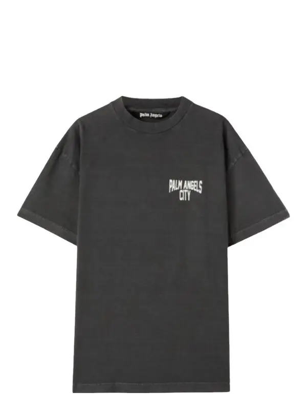Palm Angels Logo Printed Crewneck T-shirt - Black