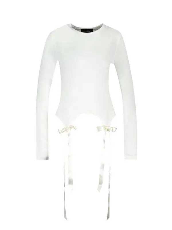 Simone Rocha Off-white Bow Detail T-shirt - Black