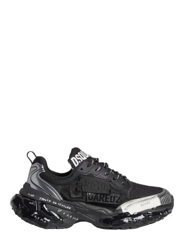 Dsquared2 Logo-patch Lace-up Mesh Sneakers - Black