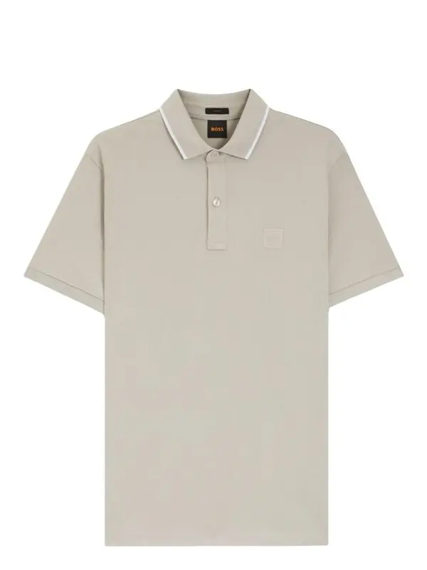 Hugo Boss Logo Trim Polo Shirt - Light Grey