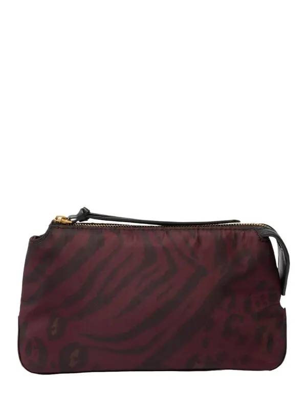 Pinko Leopard Printed Zipped Clutch Bag - Black