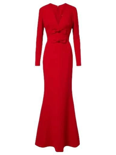 Elie Saab Cady Gown With Bow Detail - Red