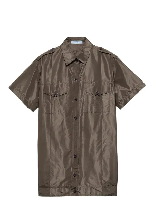 Prada Short Sleeve Taffeta Shirt - Camouflage Green