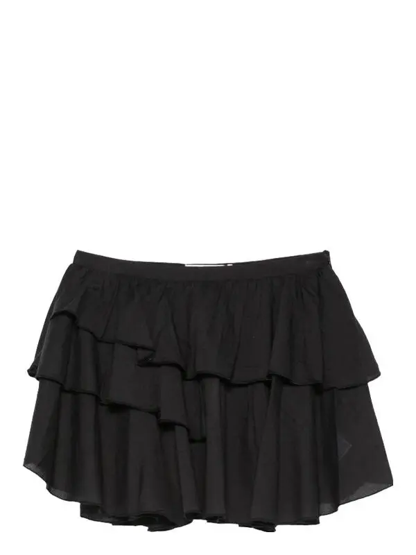Gimaguas Elastic Waist Ruffle Midi Skirt - Black