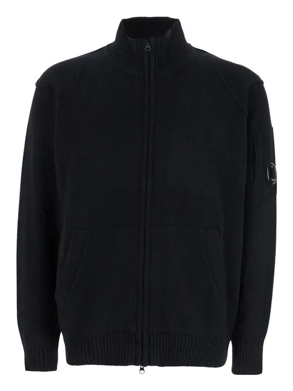C.P. COMPANY High Neck Logo Plaque Jacket - Black