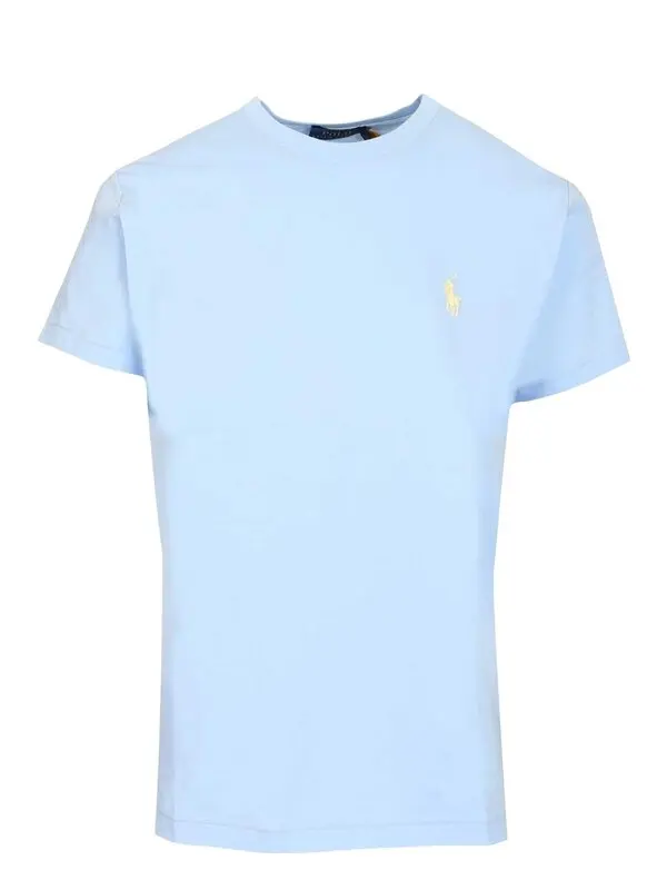 Polo Ralph Lauren Cotton T-shirt With Embroidered Pony - Light Blue