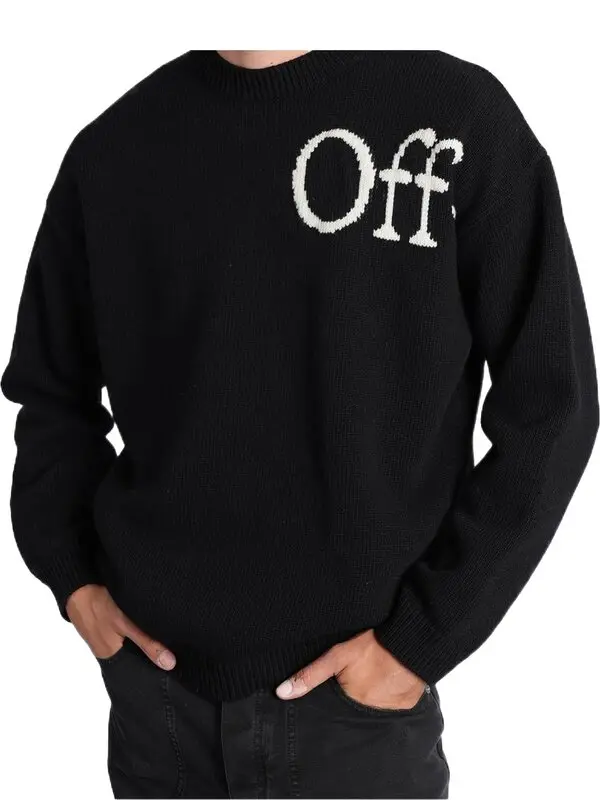 Off-White Crewneck Jumper With Logo Detail - Black
