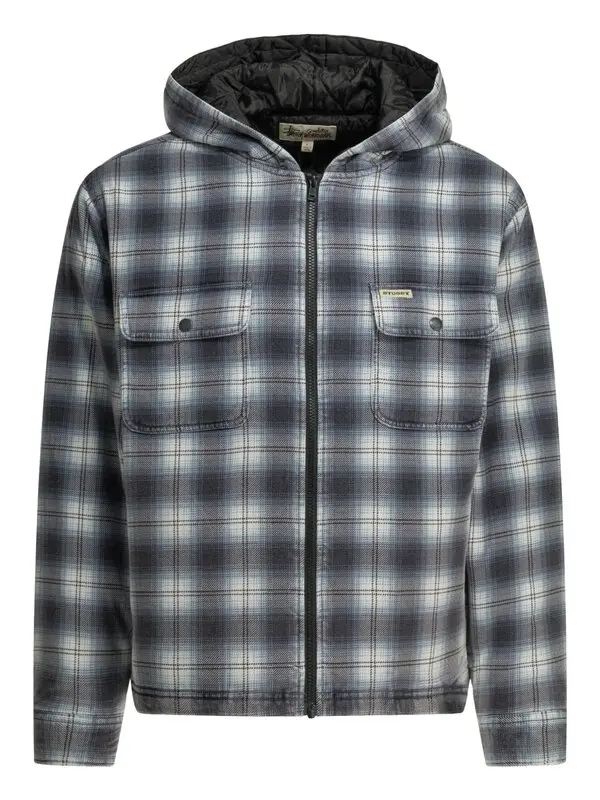 StÜssy Plaid Cotton-padded Hooded Jacket - Blue