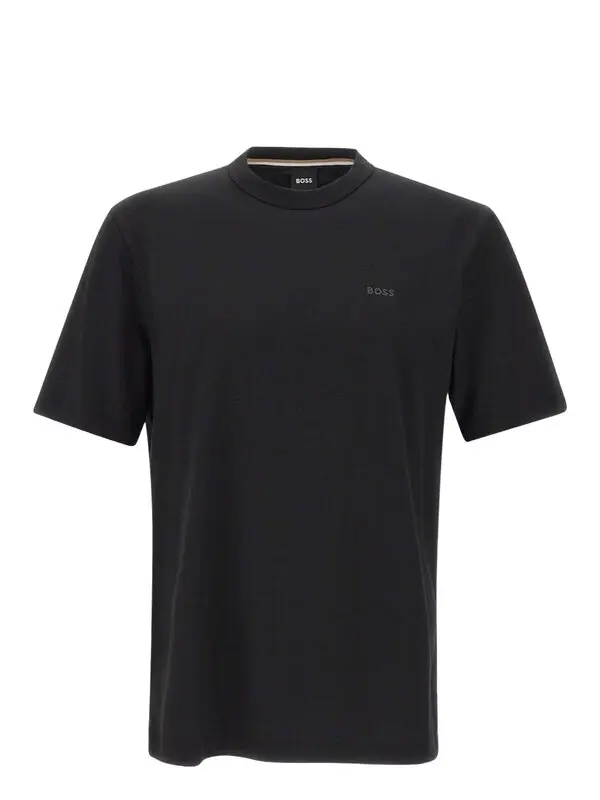 Hugo Boss Logo Embroidered Short-sleeved T-shirt - Black