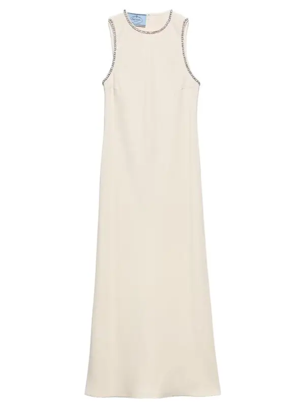 Prada Sleeveless Embellished Maxi Dress - Ivory
