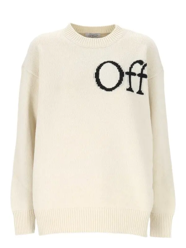 Off-White Logo Intarsia Crewneck Jumper - White