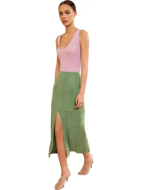 Ulla Johnson Orion Suede Pencil Skirt - Aventurine