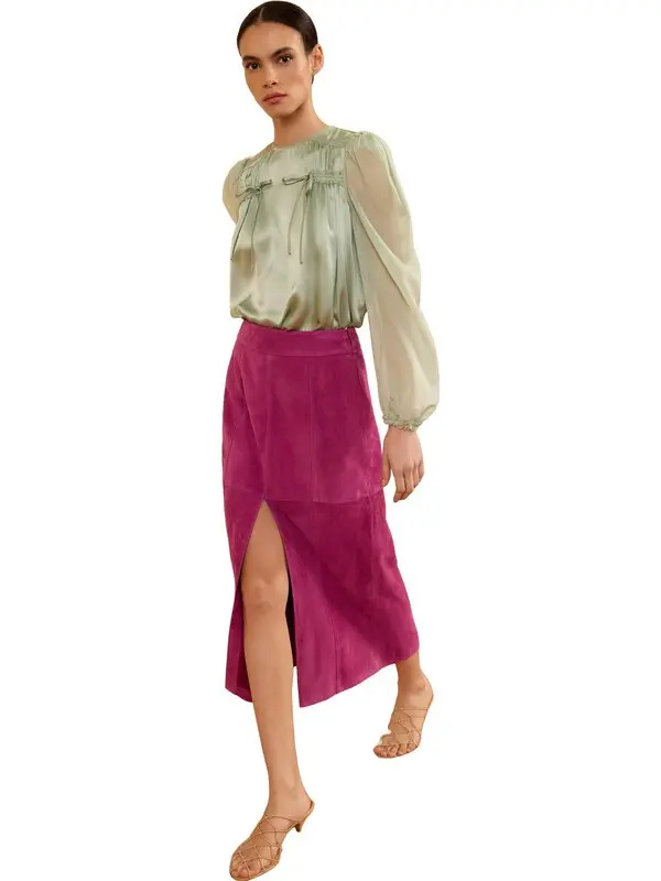 Ulla Johnson Orion Suede Pencil Skirt - Iris