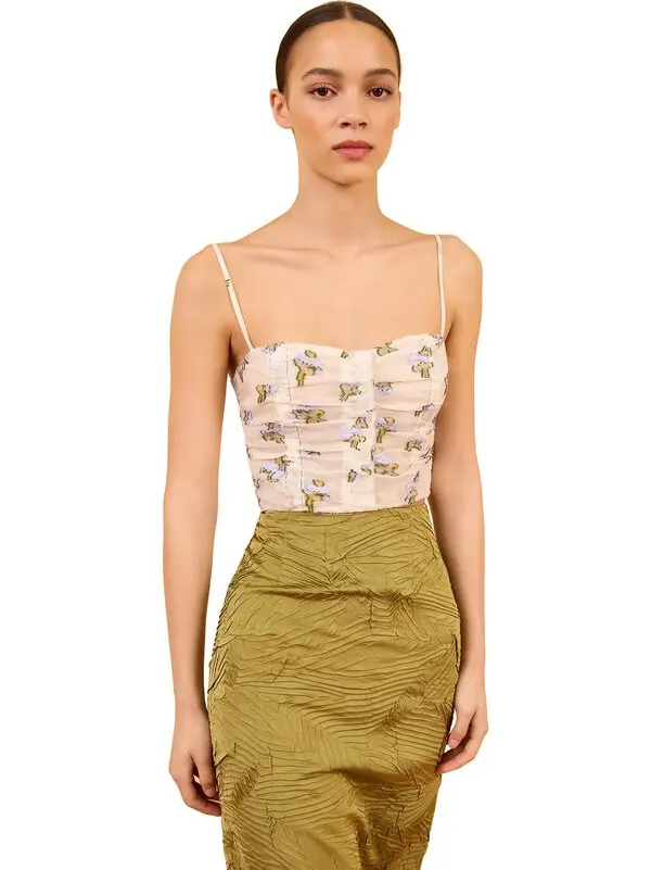 Ulla Johnson Sylvette Organza Cropped Bustier Top - Violet Leaf