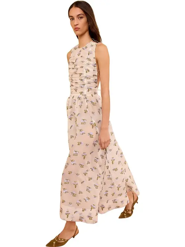 Ulla Johnson Fleurine Floral Fil Coupé Organza Midi Dress - Violet Leaf